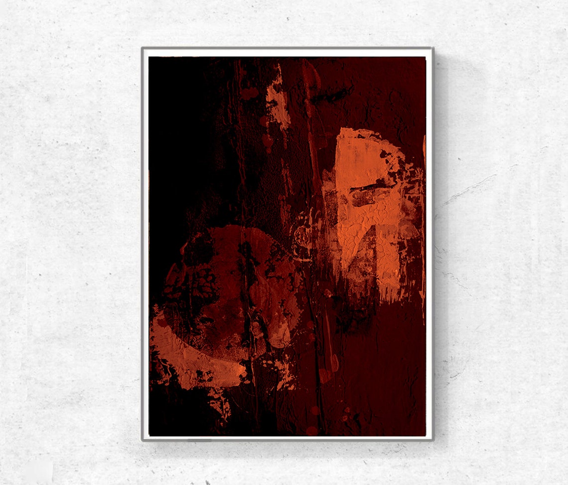 Printable Black orange Poster Industrial Print Modern | Etsy