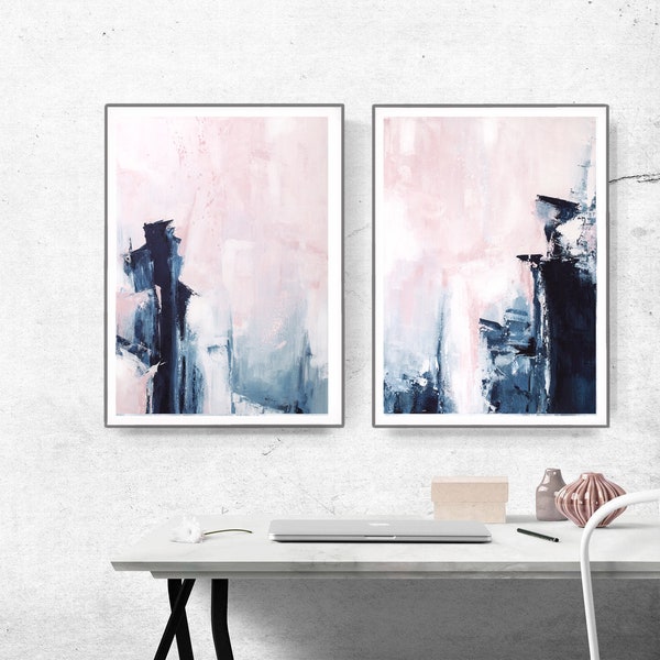 Coral Navy Wall Art - Etsy