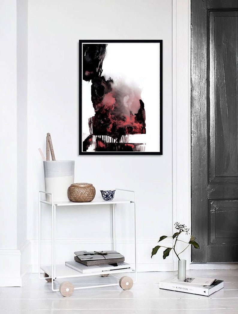 Printable Abstract Large Art Prints Black Red Prints Simple | Etsy