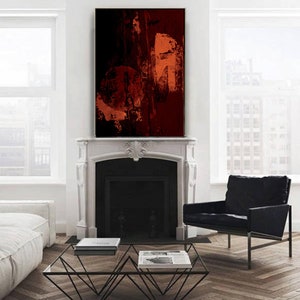 Printable Black Orange Poster, Industrial Print, Modern Black Abstract ...