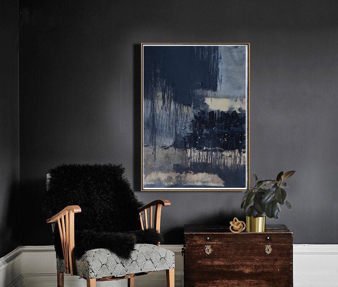 Printable Art Blue Beige Art Poster Digital Download Wall | Etsy