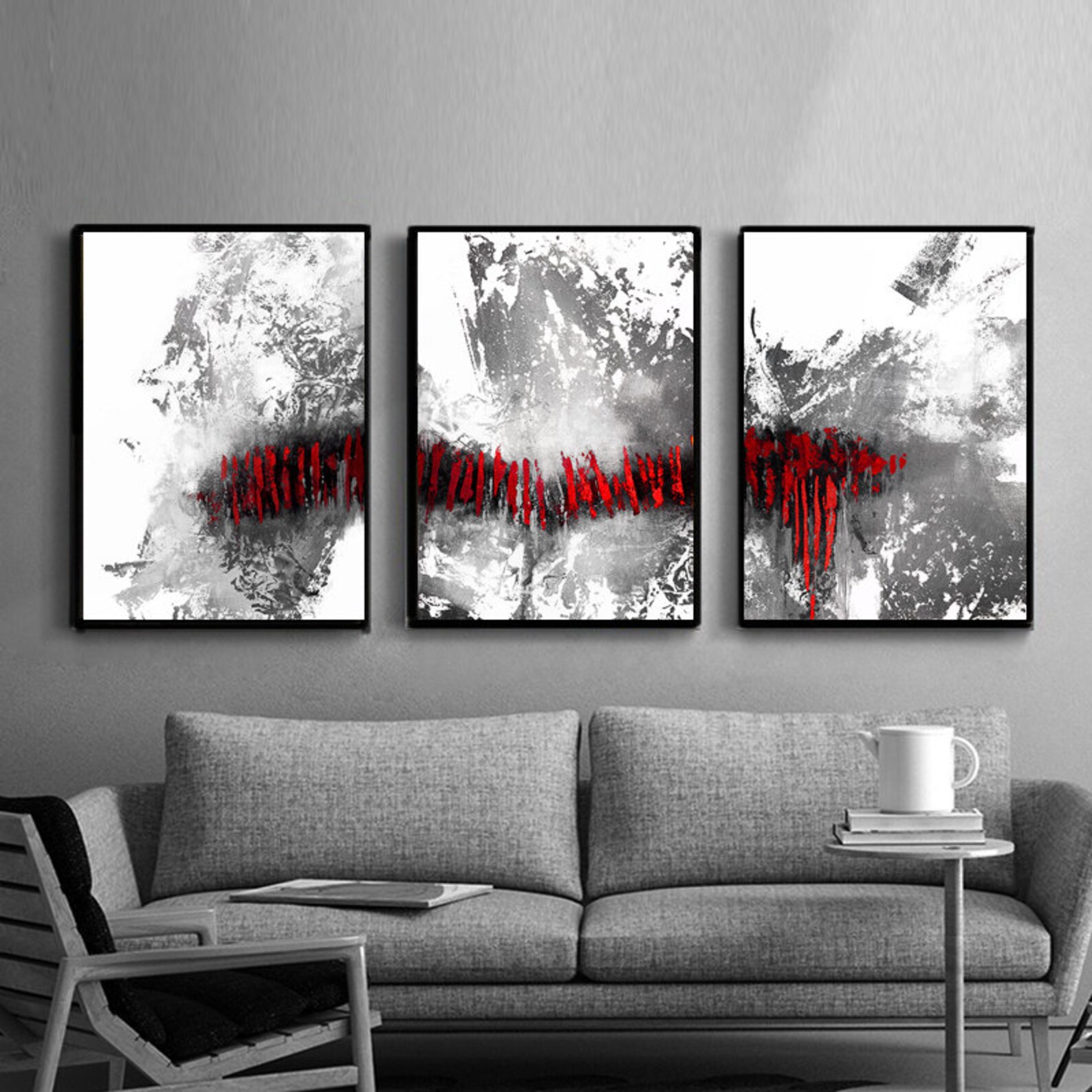 Digital Print Decor Wall Art Abstract Set of 3 Wall Art | Etsy