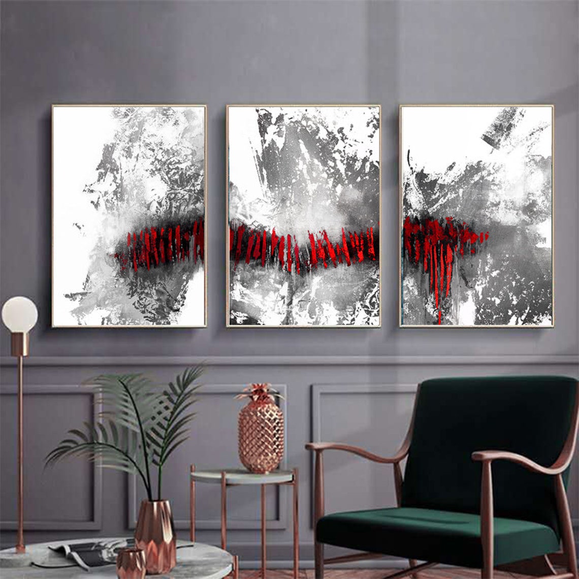 Digital Print Decor Wall Art Abstract Set of 3 Wall Art - Etsy