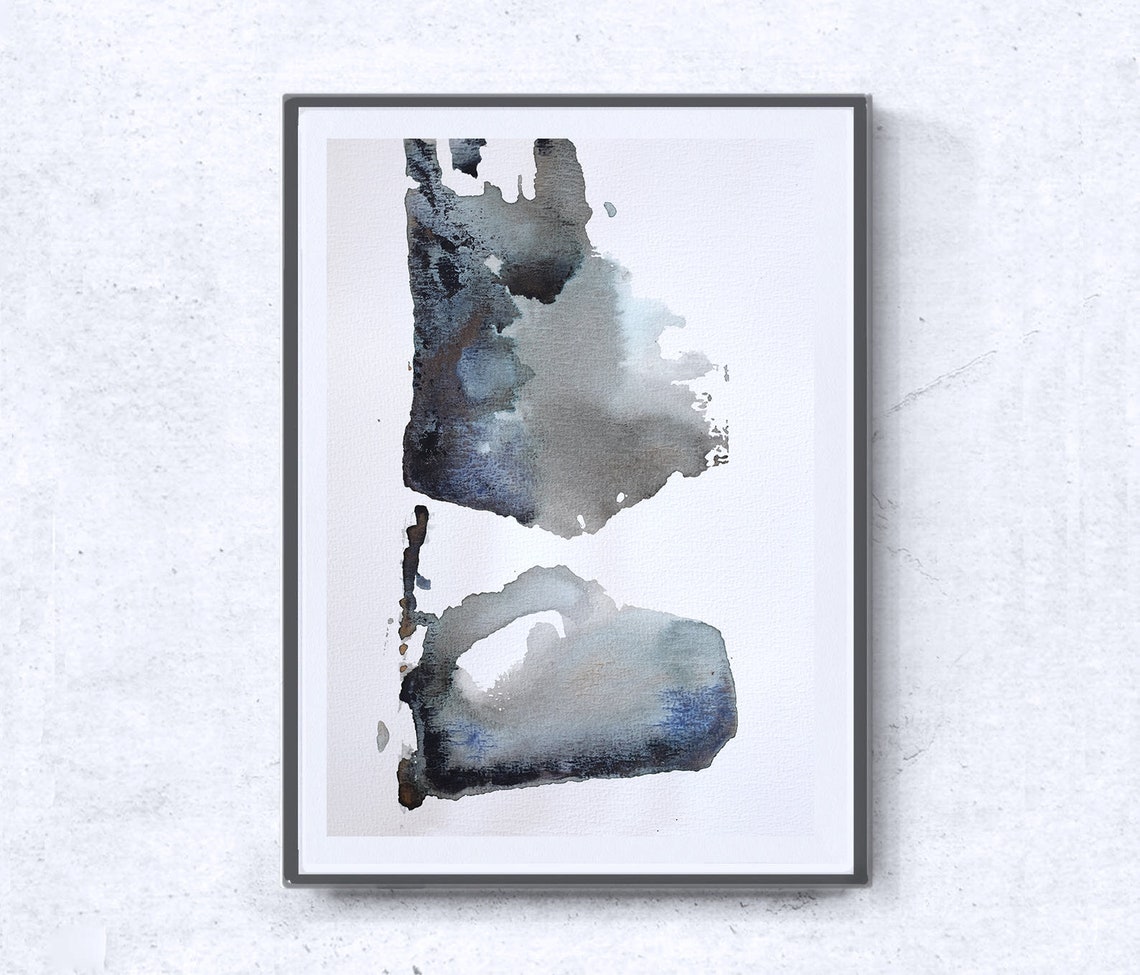 Original Painting Original Ink Blue Painting on Paper - Etsy