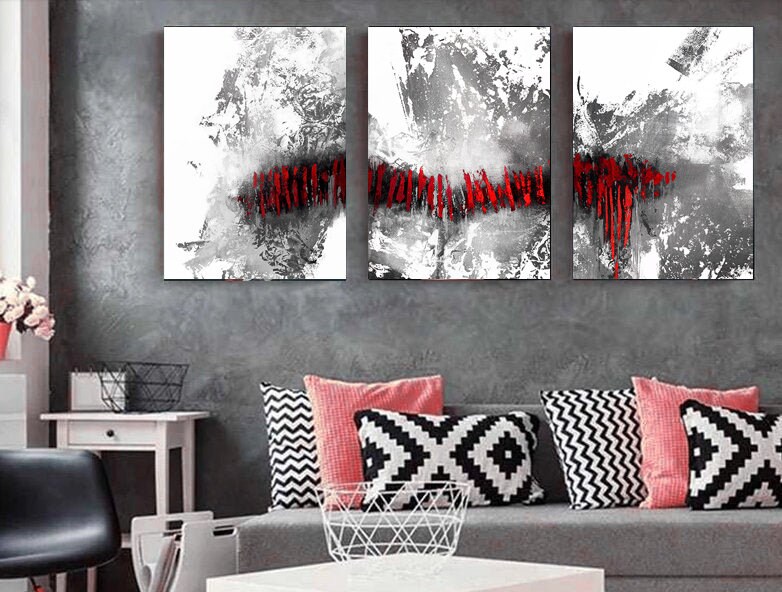 Digital Print Decor Wall Art Abstract Set of 3 Wall Art - Etsy
