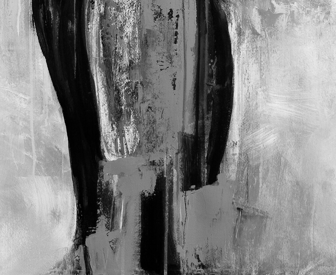 Set of 2 Prints 2 Black & White Abstract Art Instant - Etsy