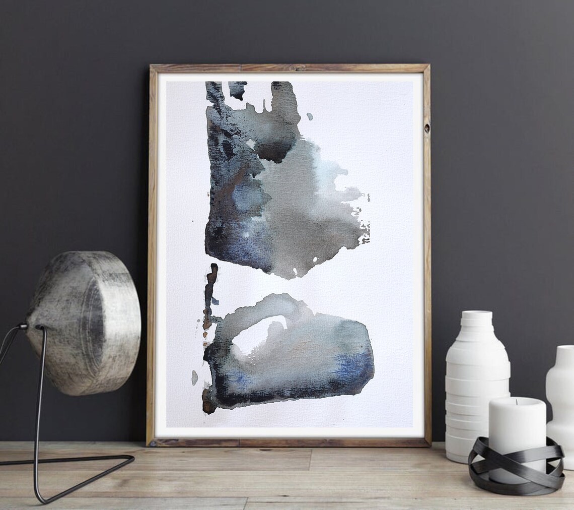 Original Painting Original Ink Blue Painting on Paper - Etsy