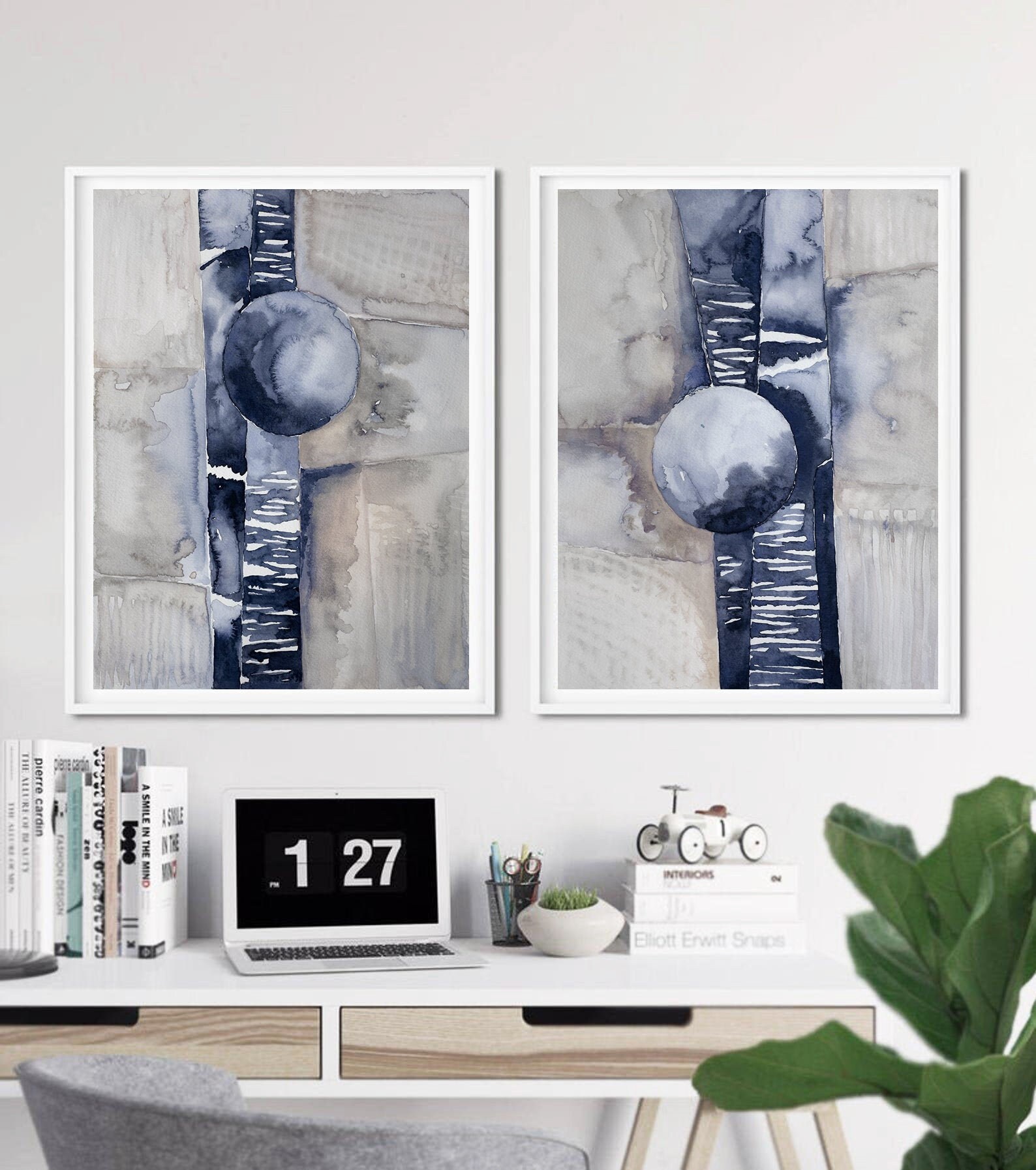 Digital Print contemporary art Set of 2 wall art abstract | Etsy