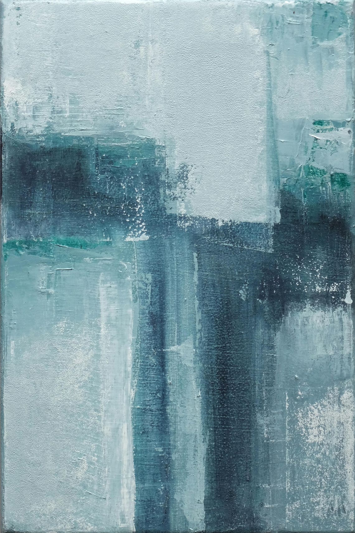 Set of 3 abstracts teal abstract original painting Wall | Etsy