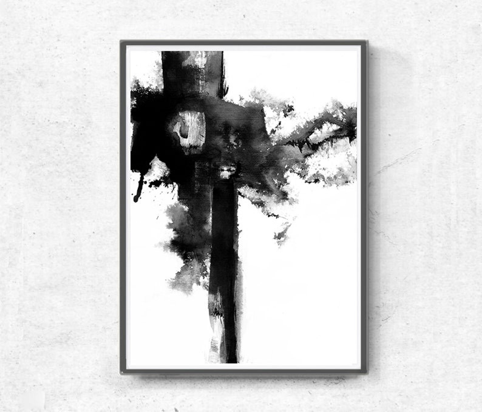 Black White Geometric Abstract Painting Minimalist Art Set | Etsy