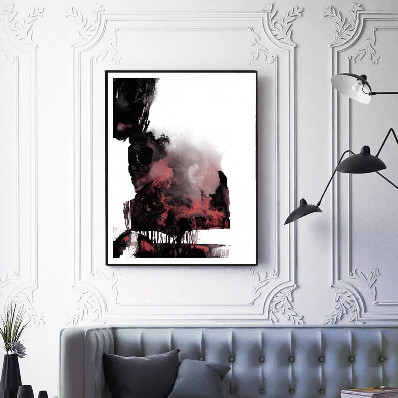 Printable Abstract Large Art Prints Black Red Prints Simple | Etsy
