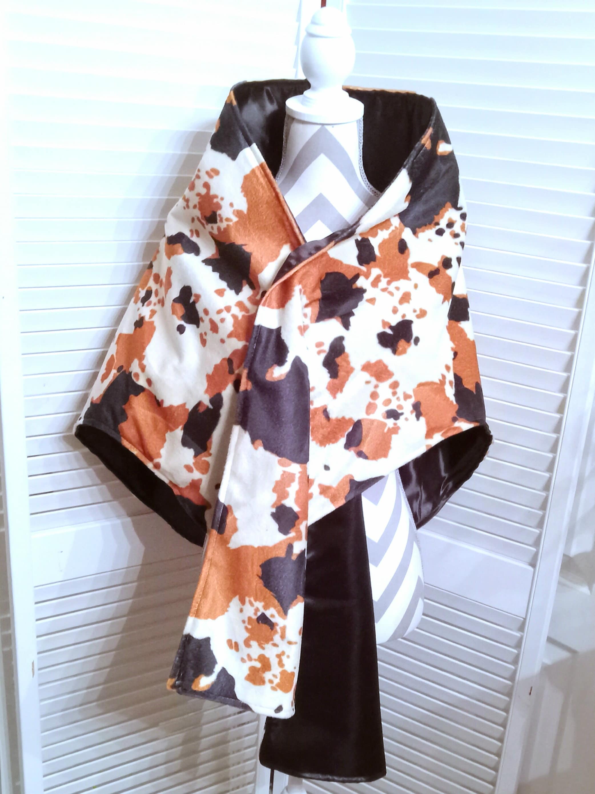 Faux Fur Animal Print Shawl Cow Print Wrap Reversible Wrap - Etsy