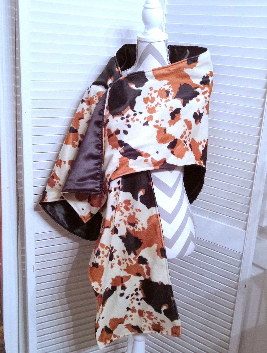 Faux Fur Animal Print Shawl Cow Print Wrap Reversible Wrap - Etsy