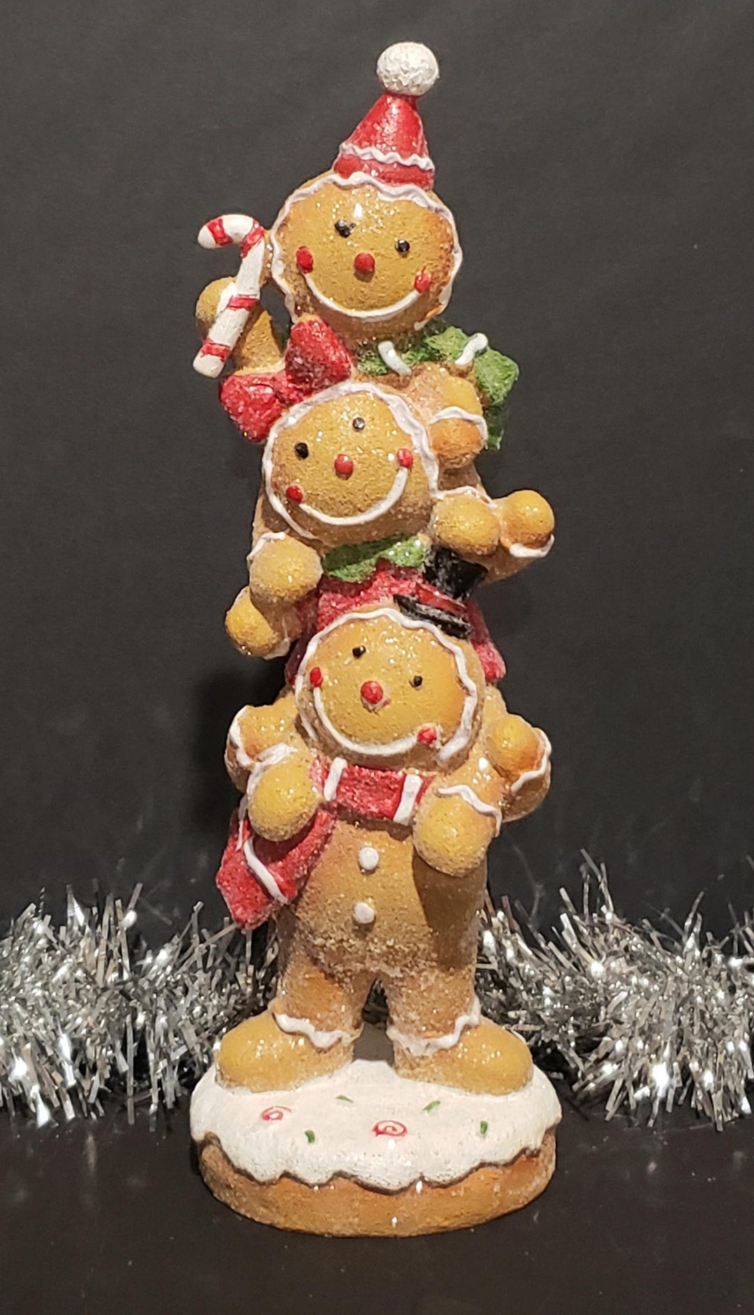 Stacked Happy Gingerbread Men Dressed for Christmas and Dusted With ...