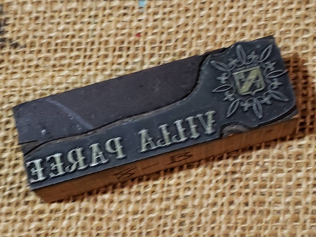 Vintage Retro Block Ink Stamp Letterpress Villa Paree Used for Vintage ...