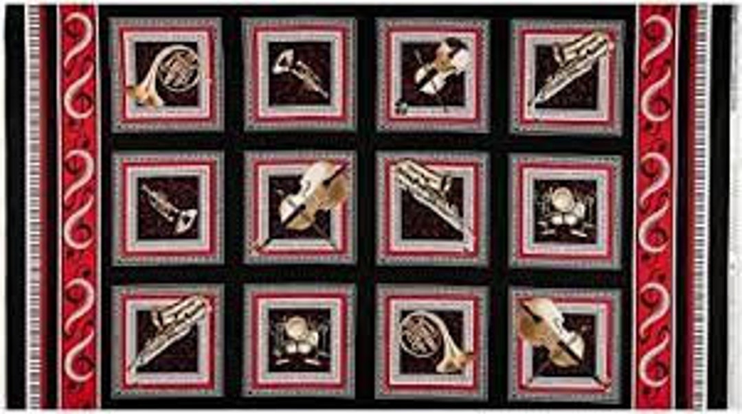 Musical Instruments Fabric Cotton Craft Quilting Large Panel - Etsy UK