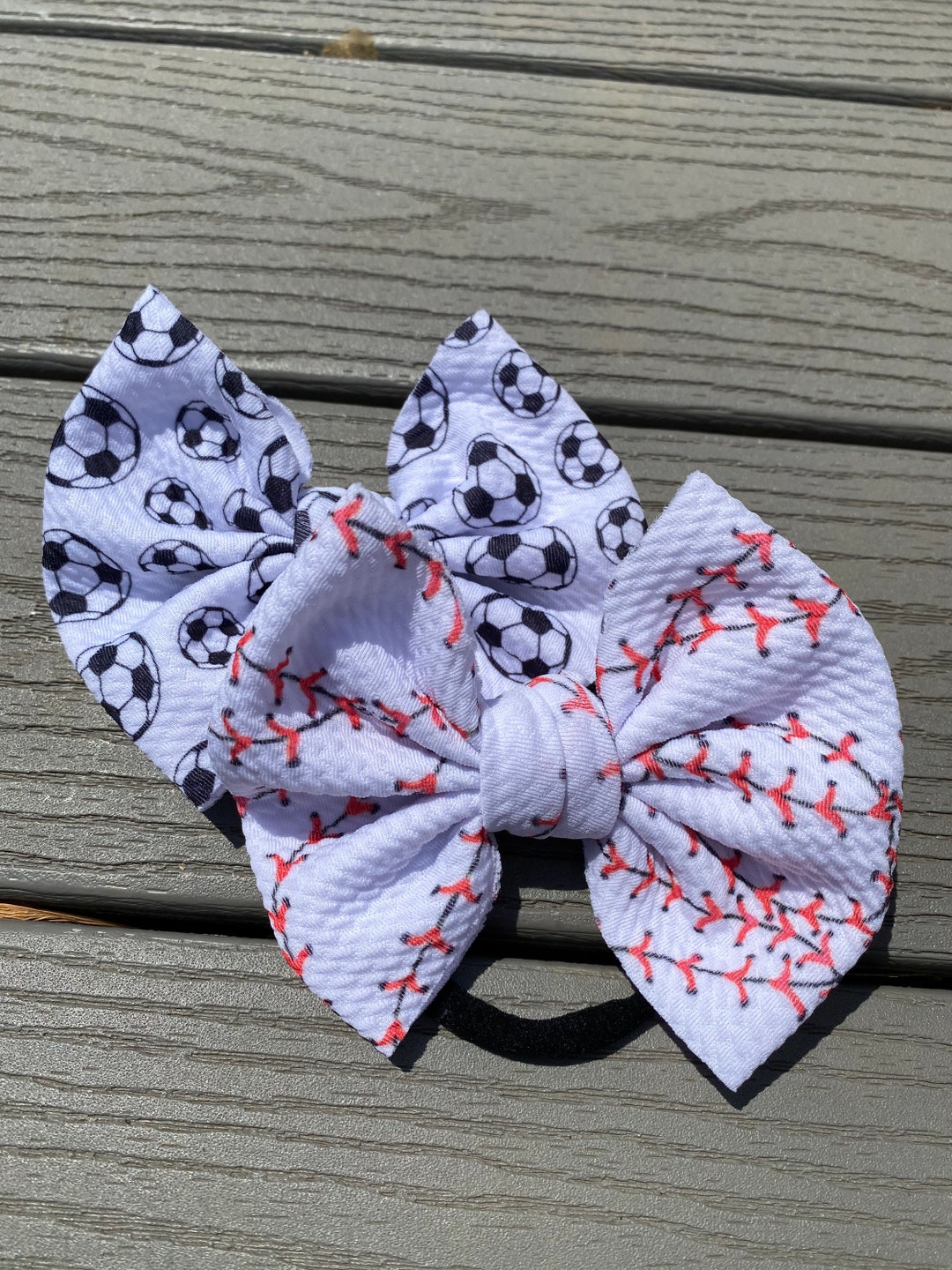 Baseball Bow, Baseball Stitching Bow, Soccer Bow, Football Bow, Baby ...