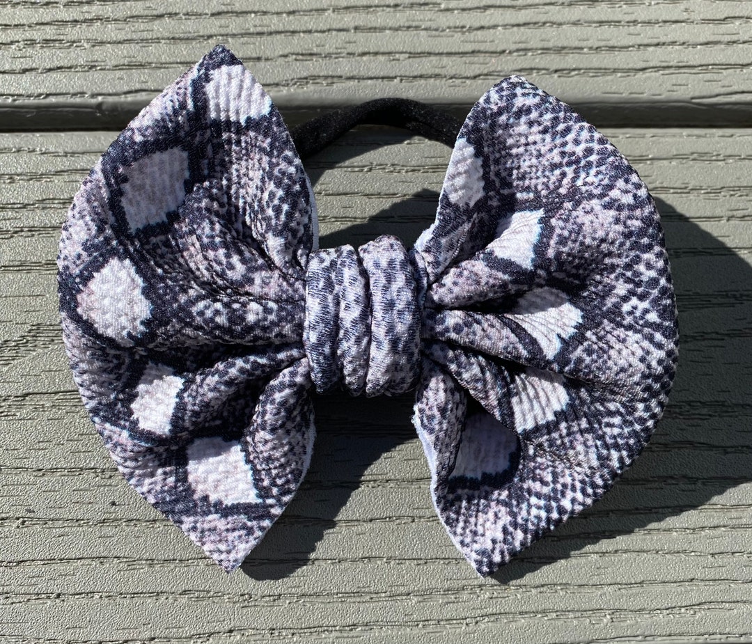 Snake Skin Bow, Snake Bow, Bow on Nylon, Baby Girl Bow, Baby Headband ...