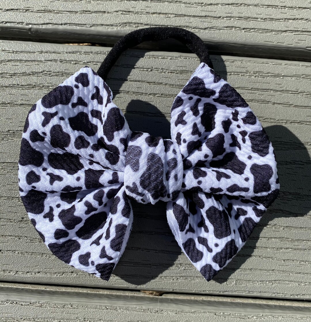 Cow Print Bow, Farm Bow, Cow Bow, Cow Print Baby Bow, Black and White ...