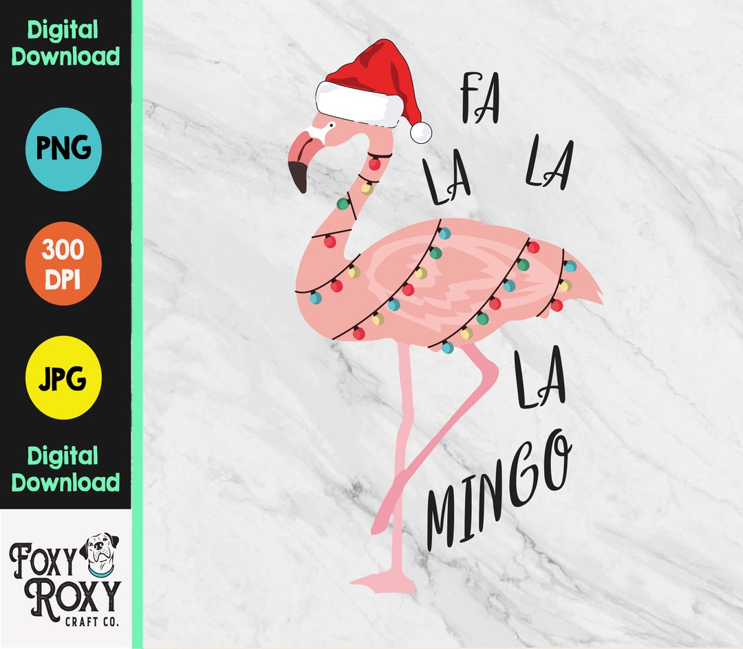 Flamingo With Christmas Lights Coastal Beach Fa La La Mingo Holiday ...