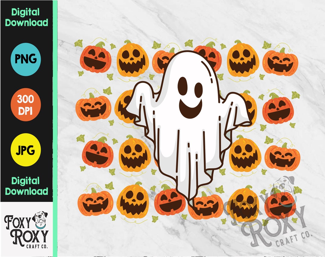 Ghosts and Pumpkins Cute PNG Halloween PNG Jpeg Printable Sub DTG ...