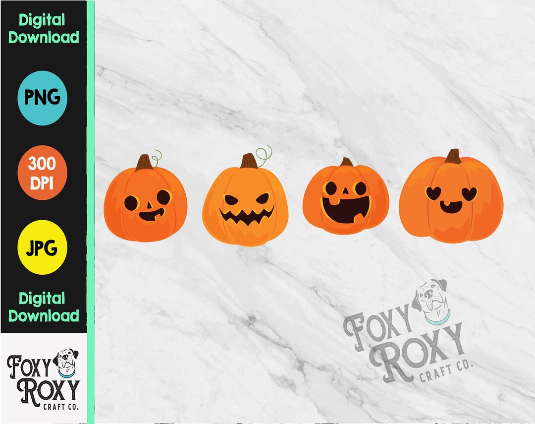 Cute Pumpkin Jack-o-lanterns PNG | Halloween | PNG Jpeg Printable | Sub ...