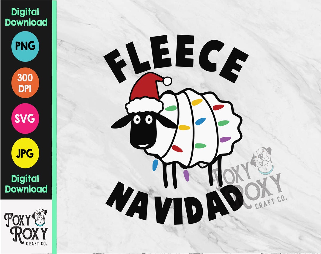 Cute Sheep With Christmas Lights PNG SVG | | Fleece Navidad | Christmas ...