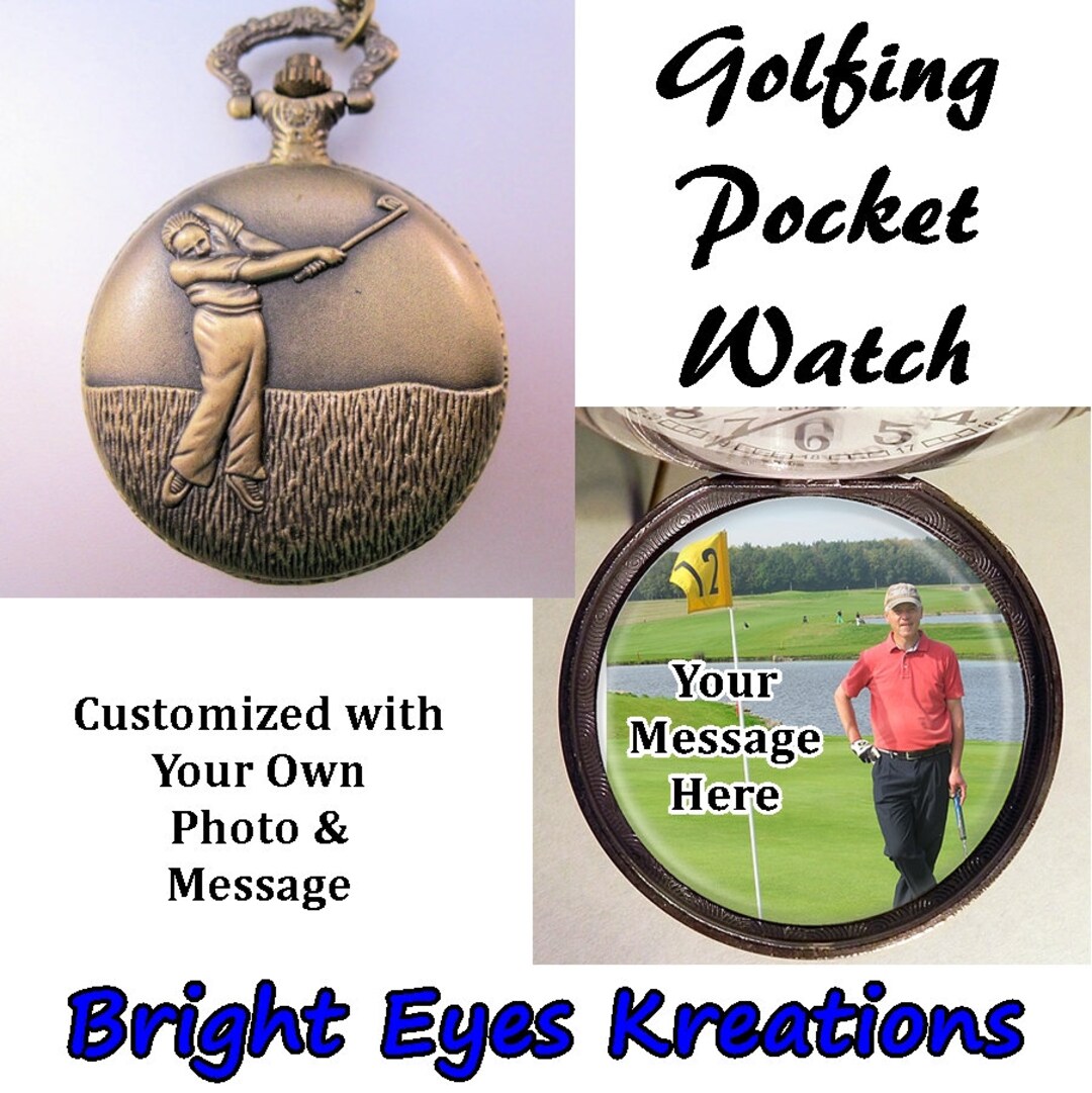 Personalized GOLF Golfer Pocket Watch With Photo & Message W/your ...