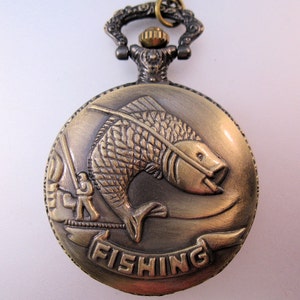 Personalized Photo & Message Fishing Fisherman Fish Pocket Watch Custom ...