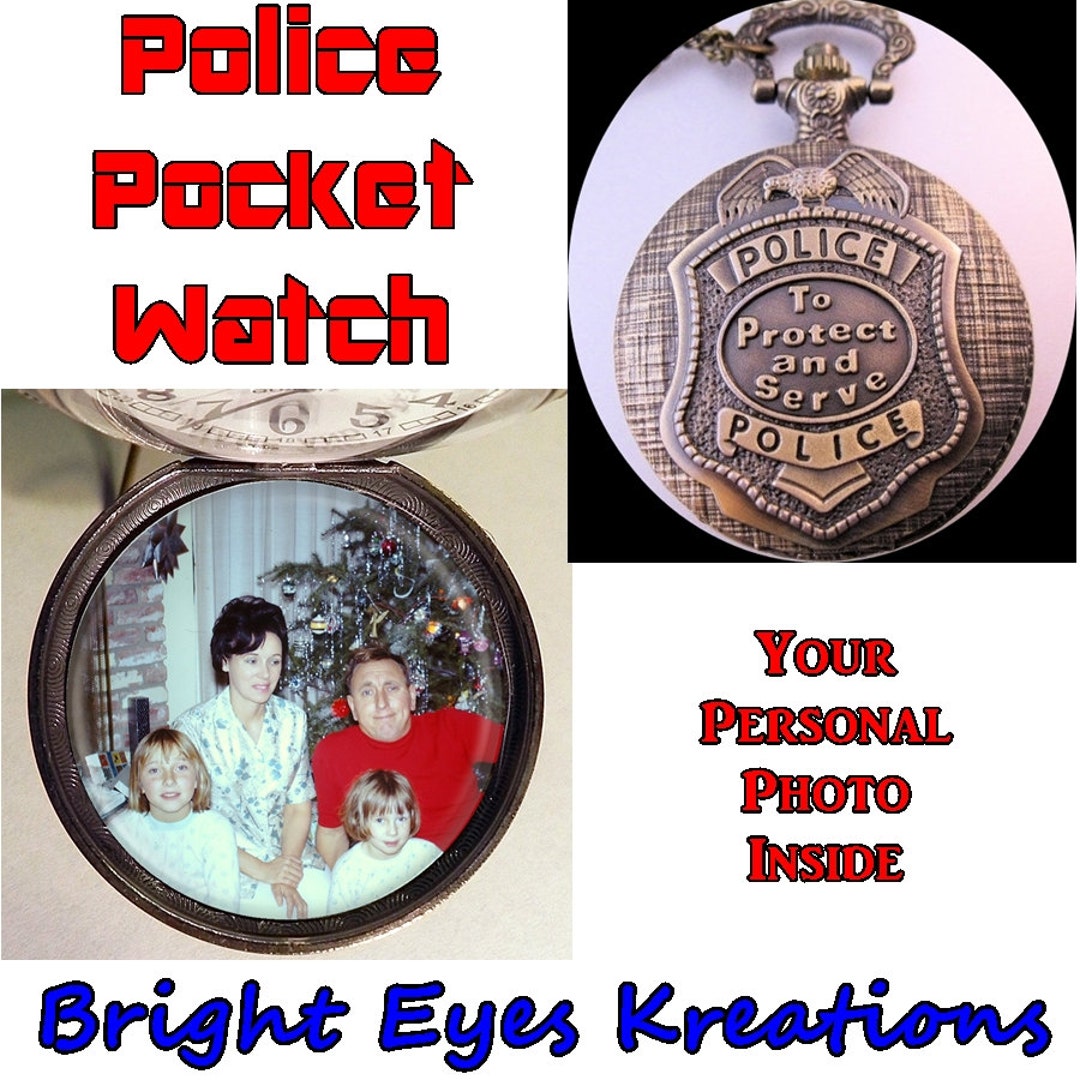 Your Own Photo Police Policeman Pocket Watch Personalized Custom Made W ...