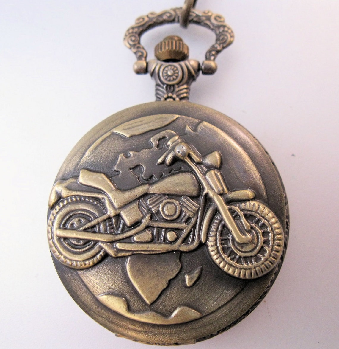 Biker Motorcycle Pocket Watch W/personalized Photo/message Fob W/14 ...