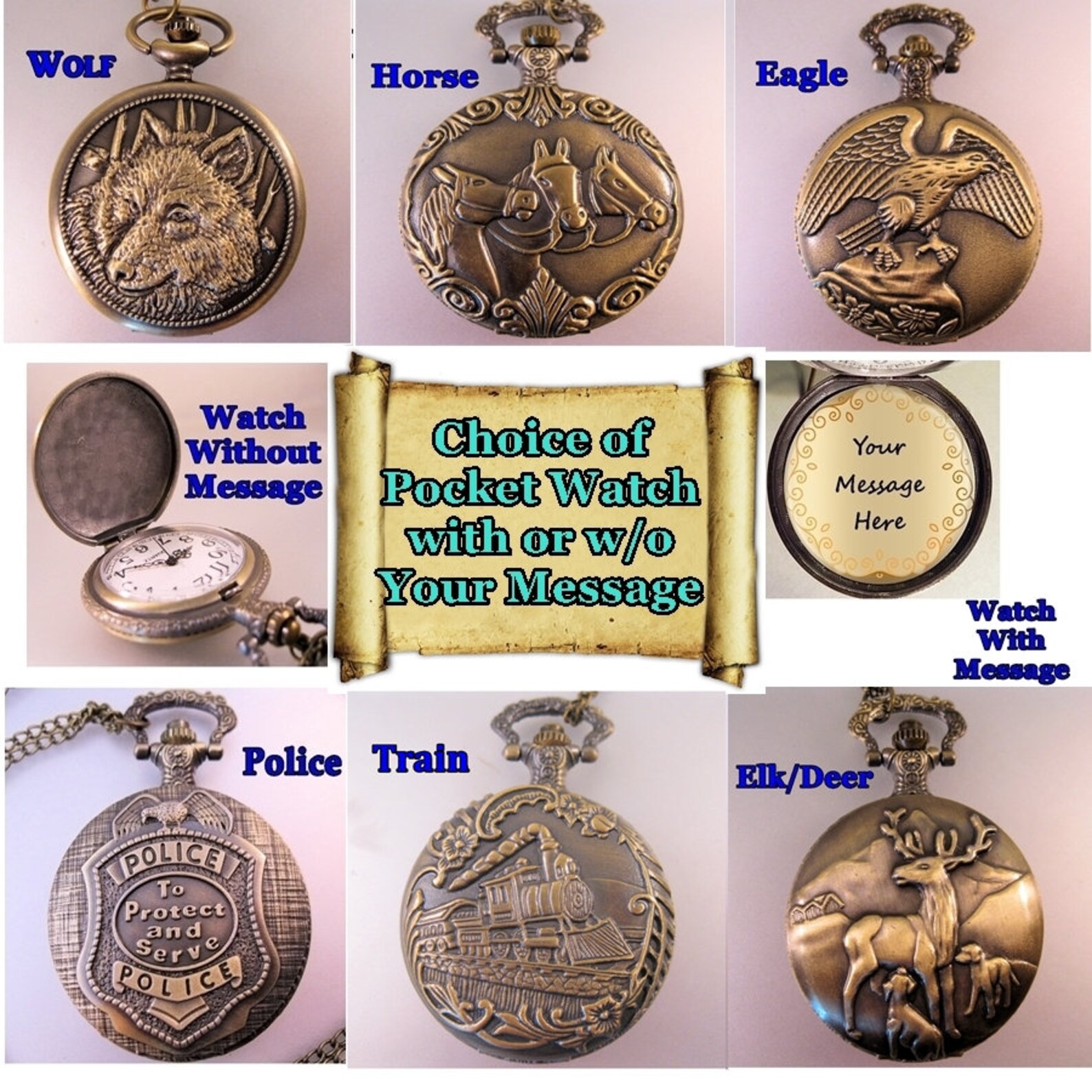 Pocket Watch With Your Personalized Message W/your Choice of - Etsy