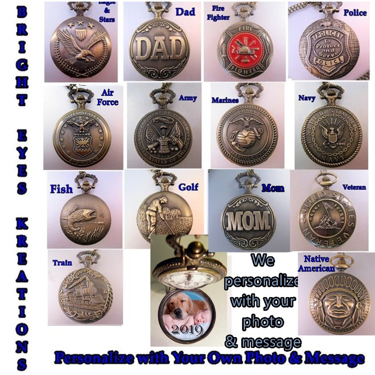 Personalized Pocket Watch With Your Own Photo & Message Custom - Etsy