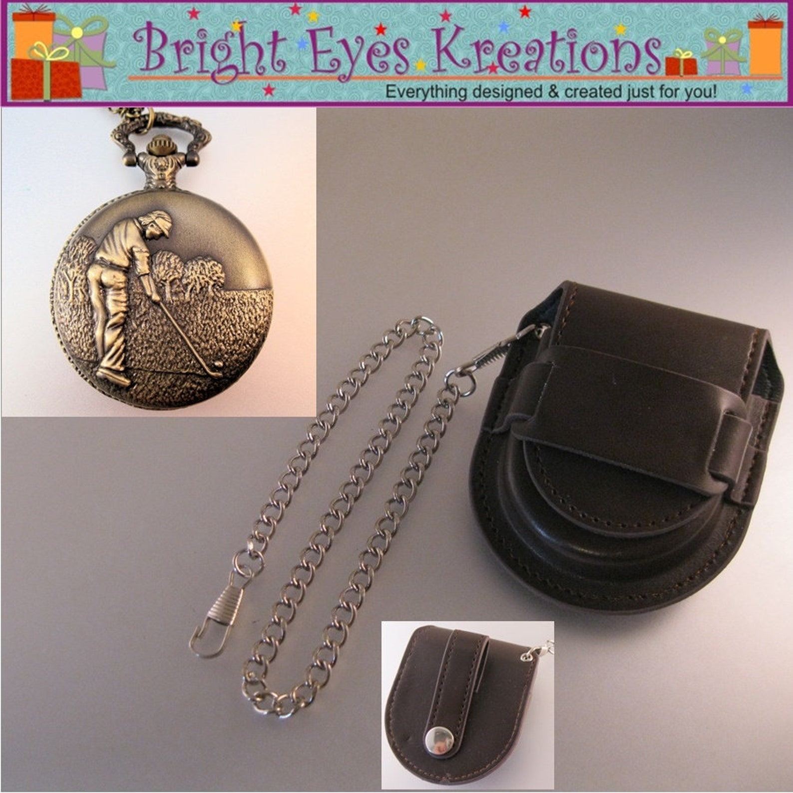 Custom Made Golf Golfing Pocket Watch With Your Personal Message ...