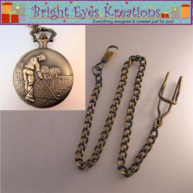 Custom Made Golf Golfing Pocket Watch With Your Personal Message ...