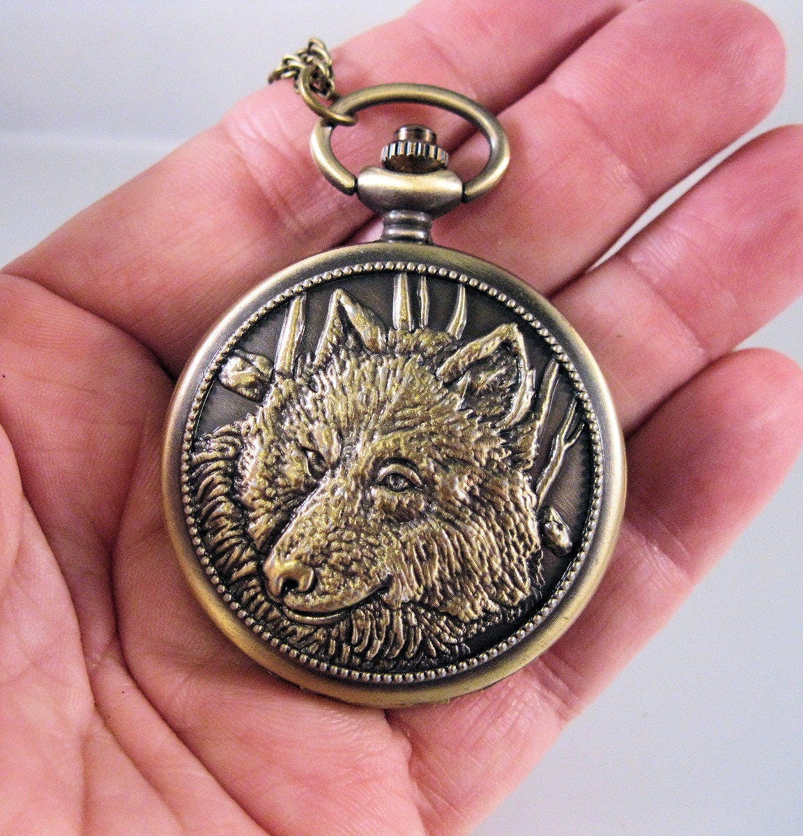 Wolf Pocket Watch W/ Personalized Photo Gift for Grandpa - Gift for Dad ...