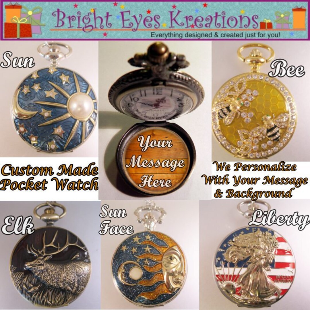 Personalized Custom Made Pocket Watch W/your Choice of Chain ...