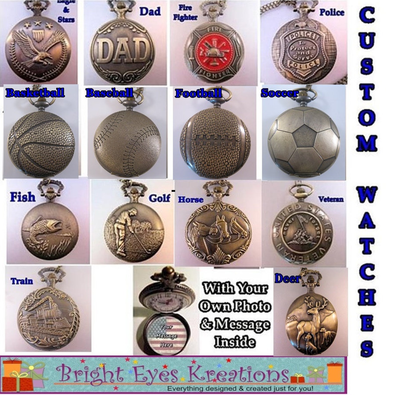 Custom Made Pocket Watch Includes Your Own Photo & Message - Etsy