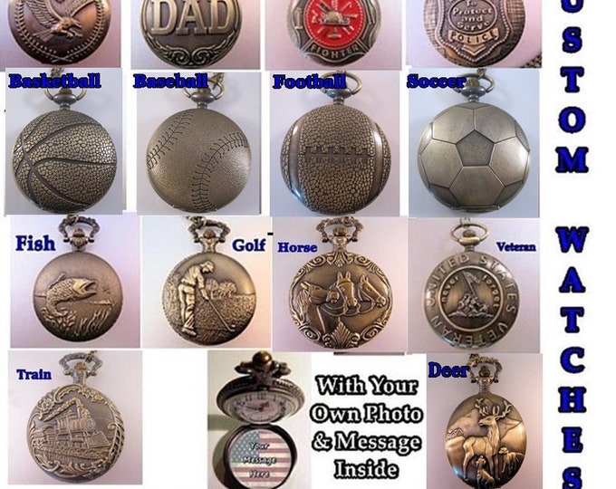 Custom Made Pocket Watch Includes Your Own Photo & Message W/31 Chain ...
