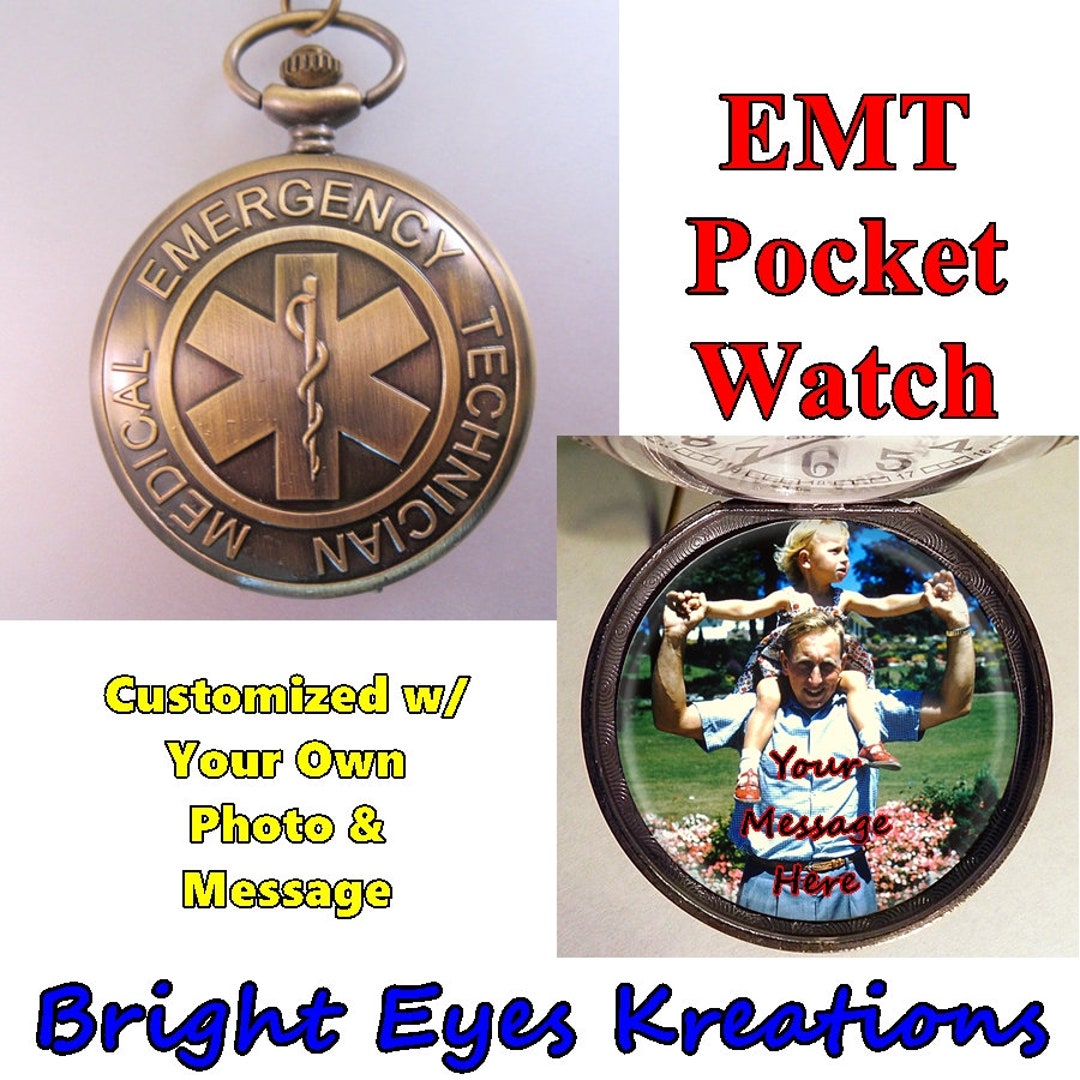 EMT Paramedic Pocket Watch Personalized W/photo & Message Emergency ...