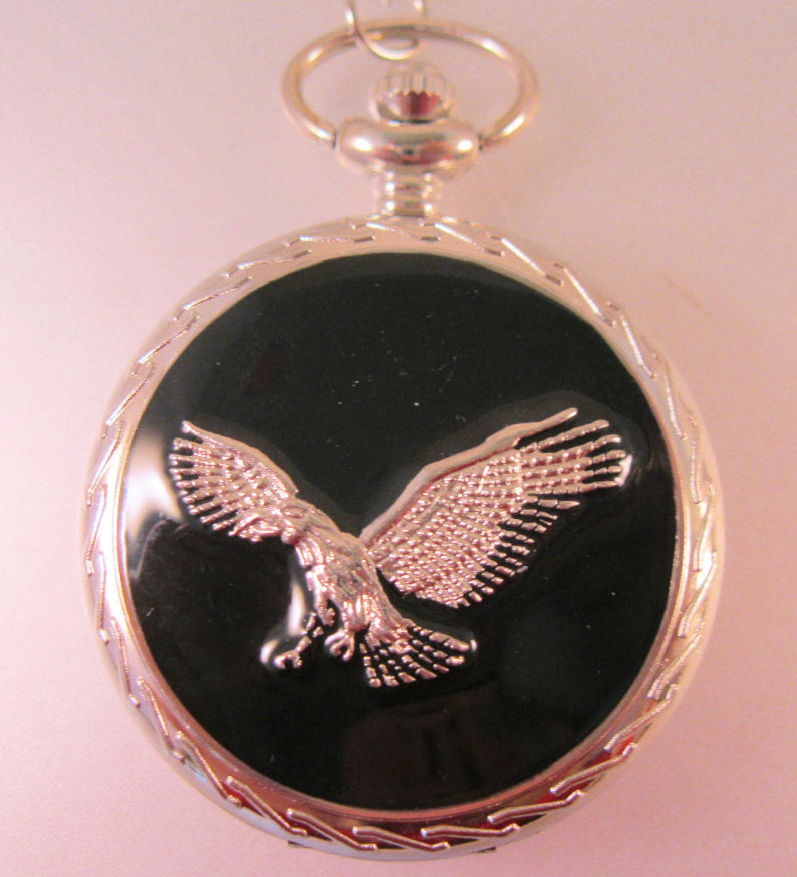 Personalized Silver Eagle Pocket Watch Personalized Message | Etsy