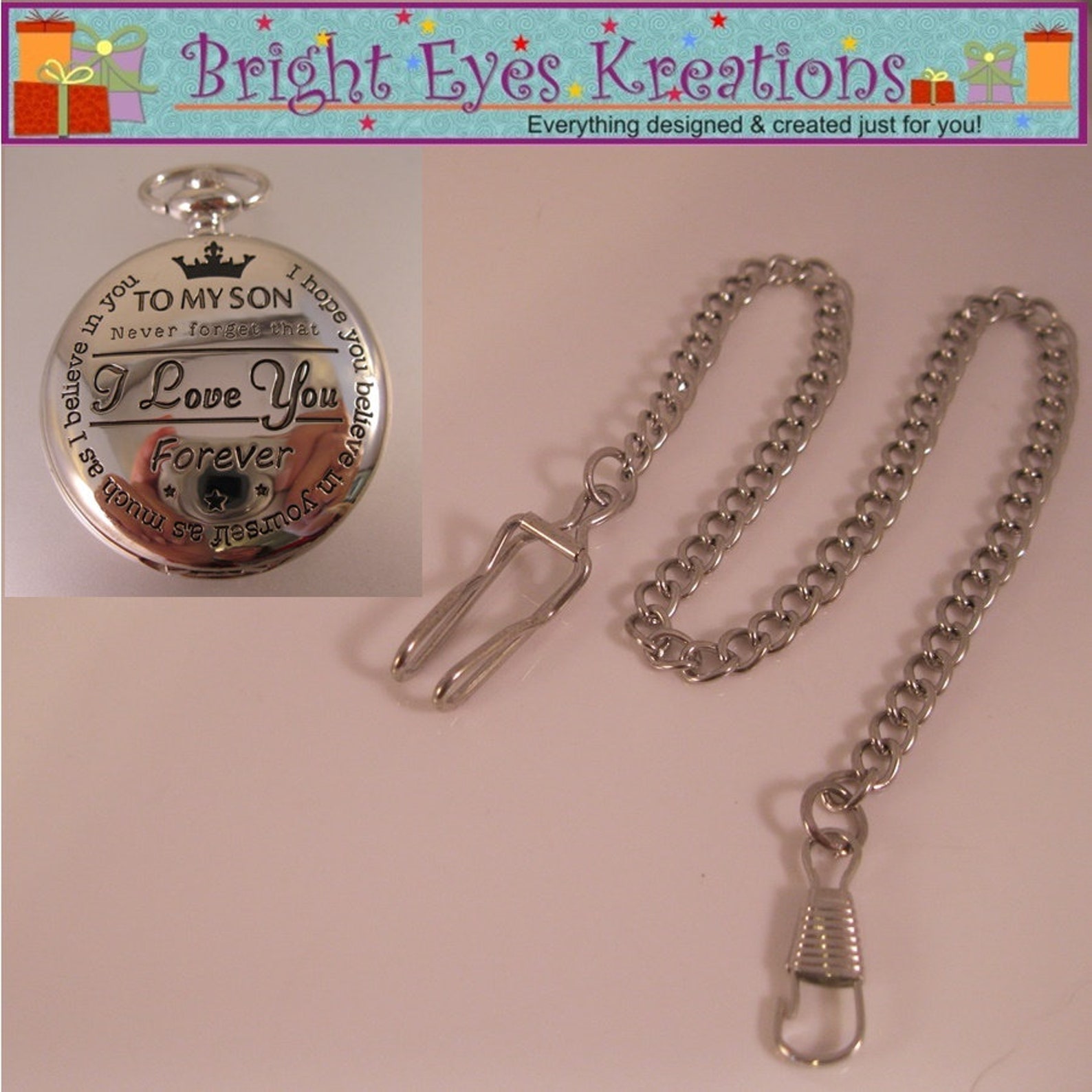 Vintage Style to My Son Customized Pocket Watch Silver Tone | Etsy