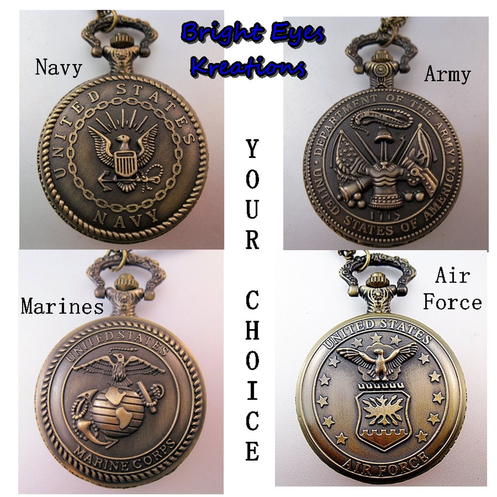 Military Army Pocket Watch Personalized Photo & Message W/your | Etsy