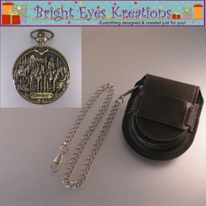 WESTERN COWBOY Pocket Watch Custom Made W/personalized Message W/choice ...