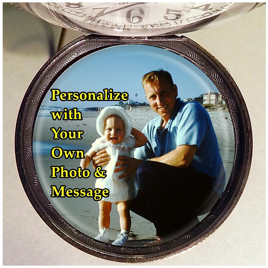 Personalized Pocket Watch With Your Own Photo & Message Custom - Etsy