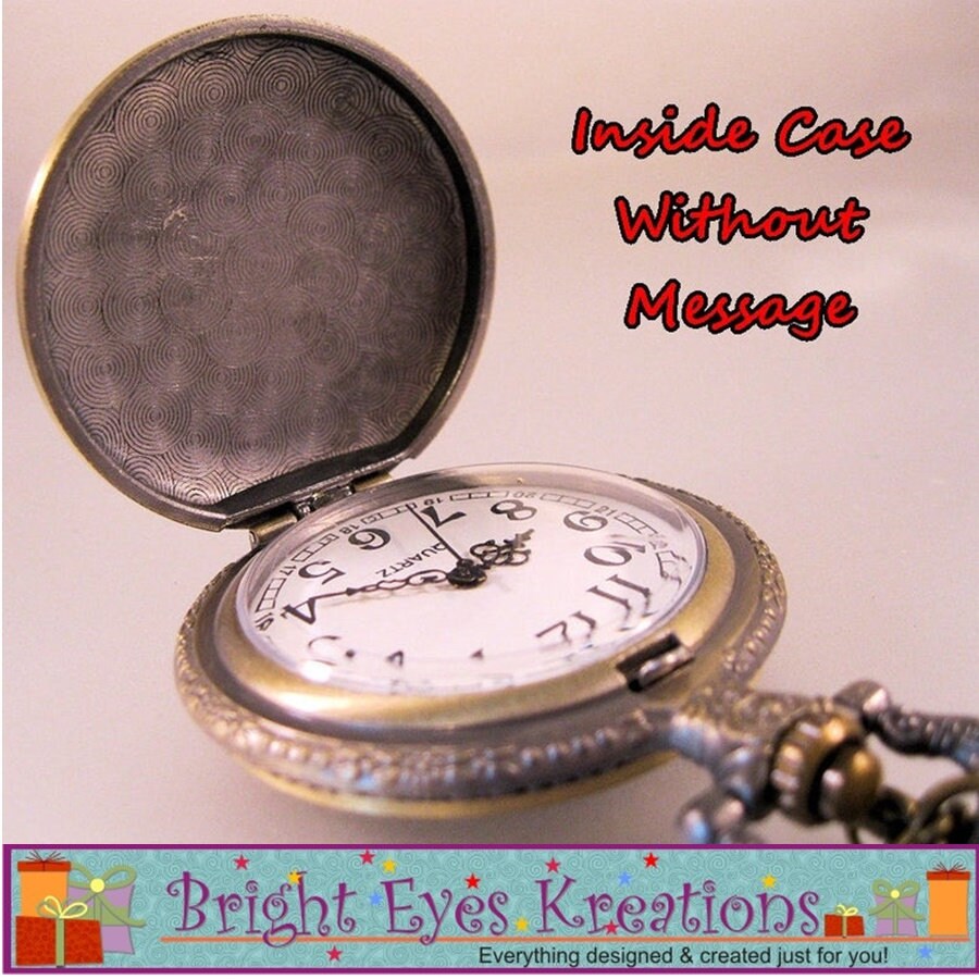 Pocket Watch With Your Personalized Message W/your Choice of Chain Gift ...
