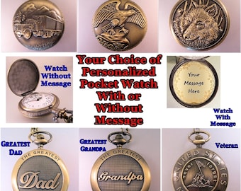 Pocket Watch With Your Personalized Message W/your Choice of | Etsy