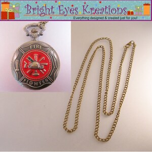 Custom Made RED Fireman Fire Dept. Fire Fighter Pocket Watch ...