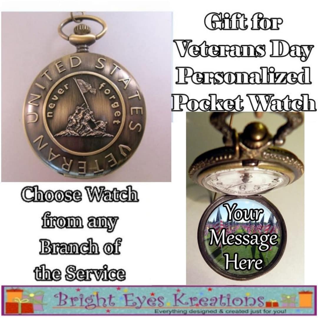 VETERANS DAY GIFT Military Pocket Watch Personalized Message Your ...