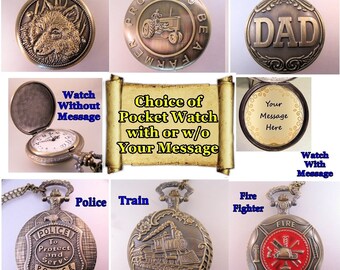 Pocket Watch With Your Personalized Message W/your Choice of | Etsy